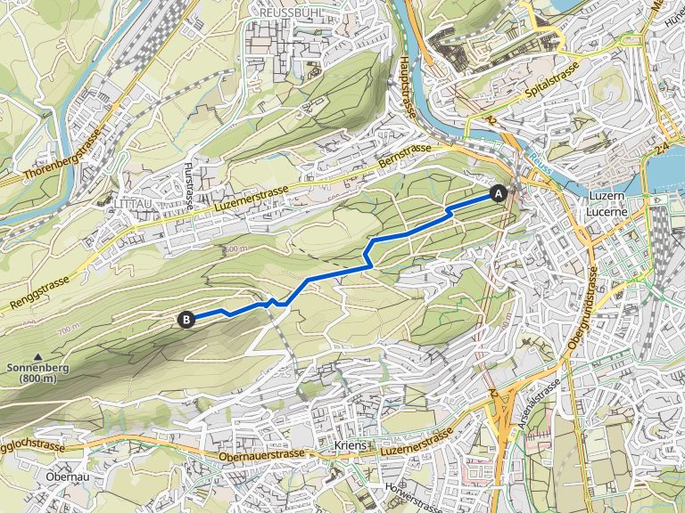 From Gütsch, Lucerne to Sonnenberg, Kriens | Wanderung | Komoot